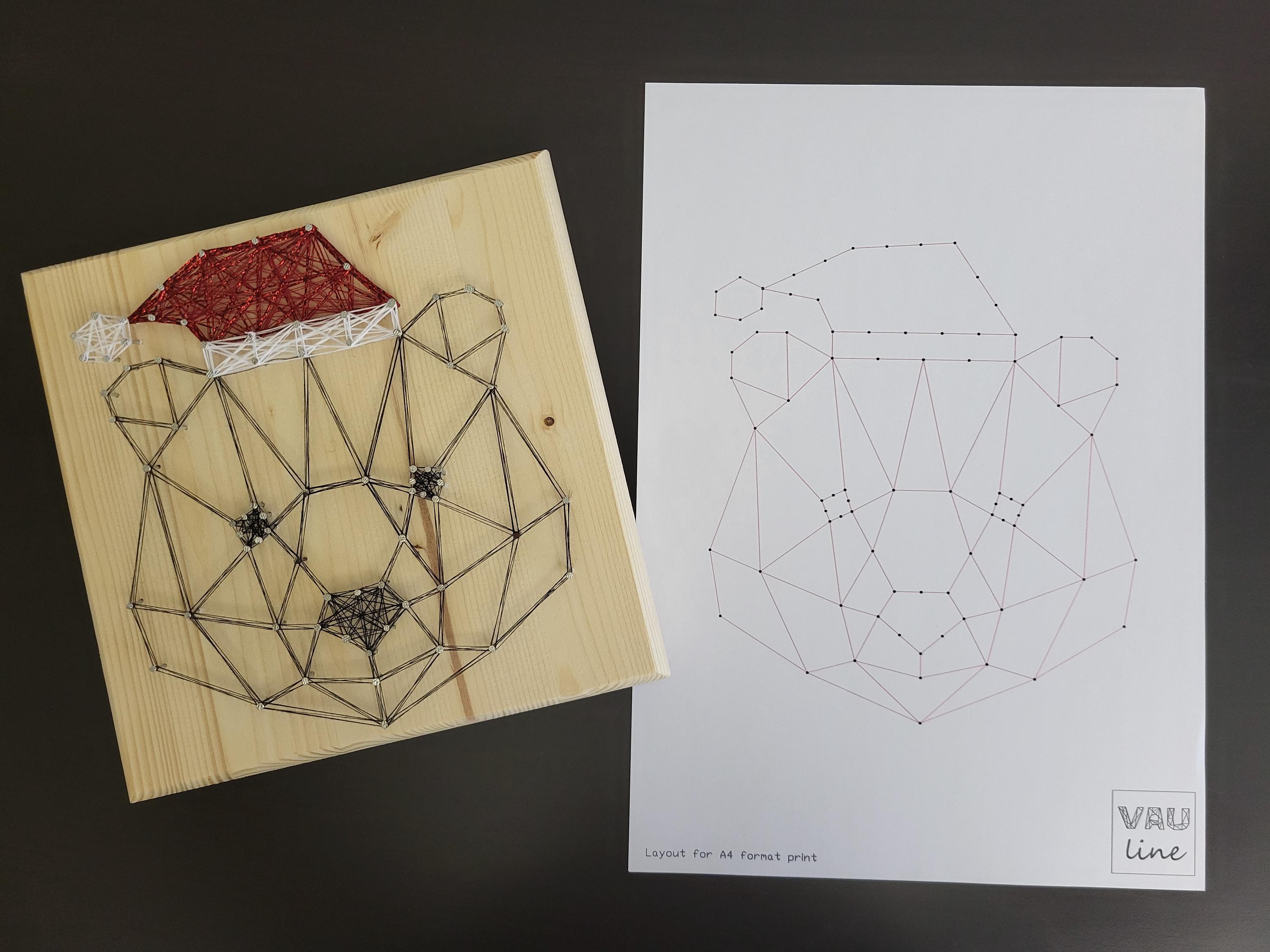 Simple Printable String Art Christmas Bear Template, Instant Download ...