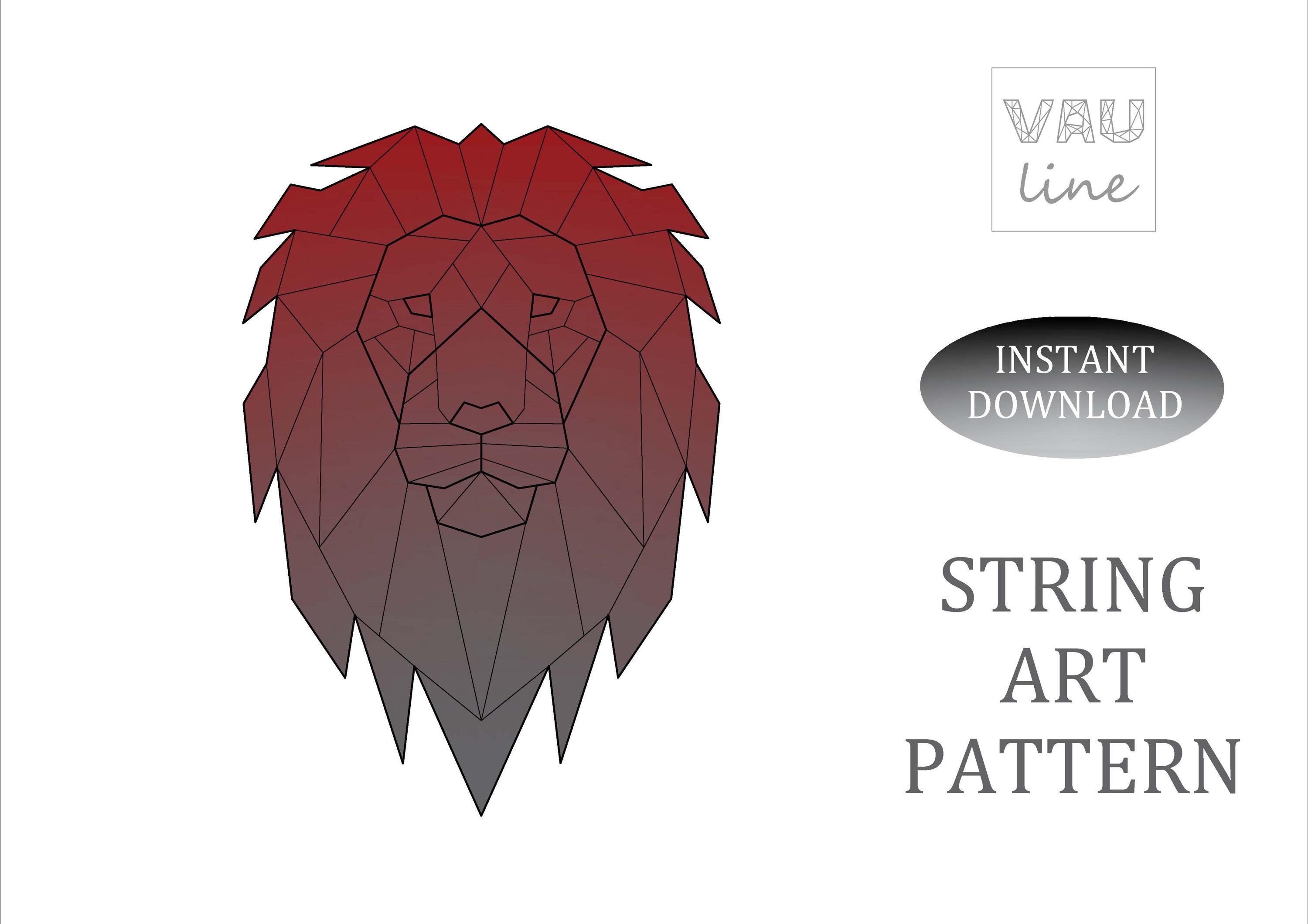 Simple Printable String Lion Template, Instant Download, Geometric Lion ...