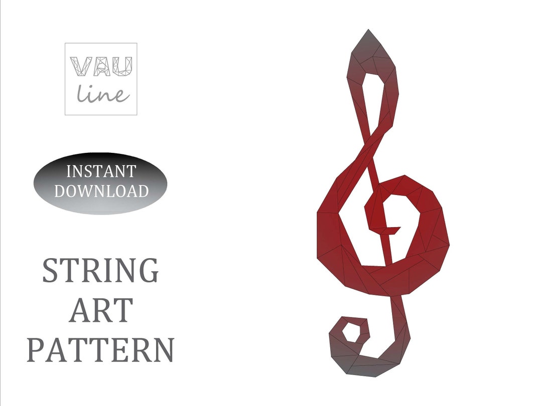 Simple Printable String Art Treble Clef Template, Instant Download ...