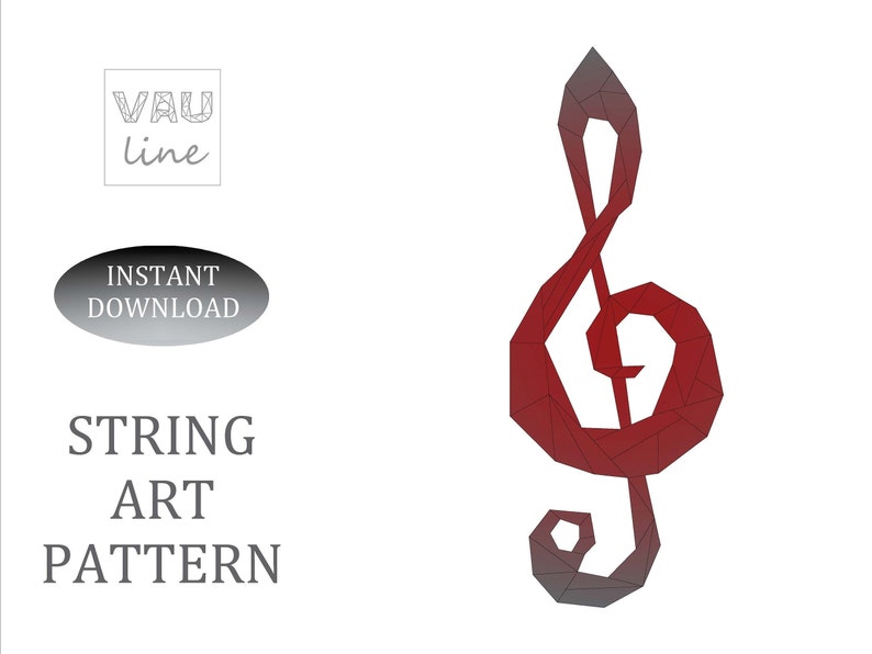 Simple Printable String Art Treble Clef Template, Instant Download ...