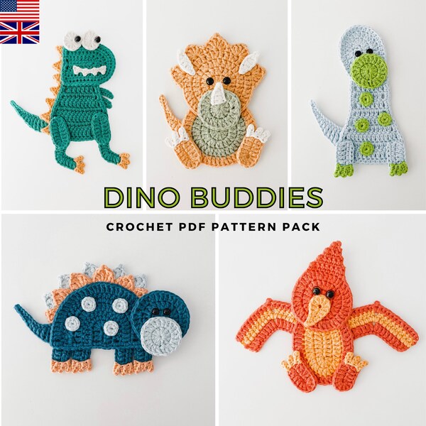 Crochet Dinosaur Applique - Etsy