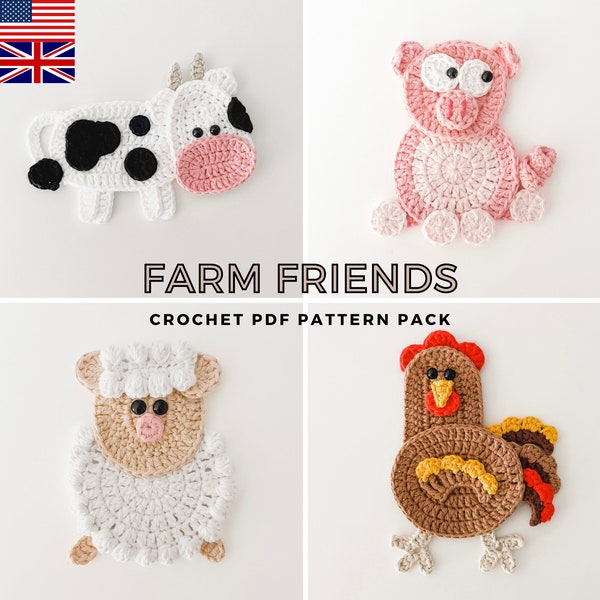 Crochet Pattern of Farm Animals Applique - Etsy