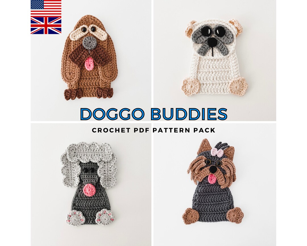 Crochet Dogs Applique Pack, Crochet Dog Applique Pack, Crochet Poodle ...
