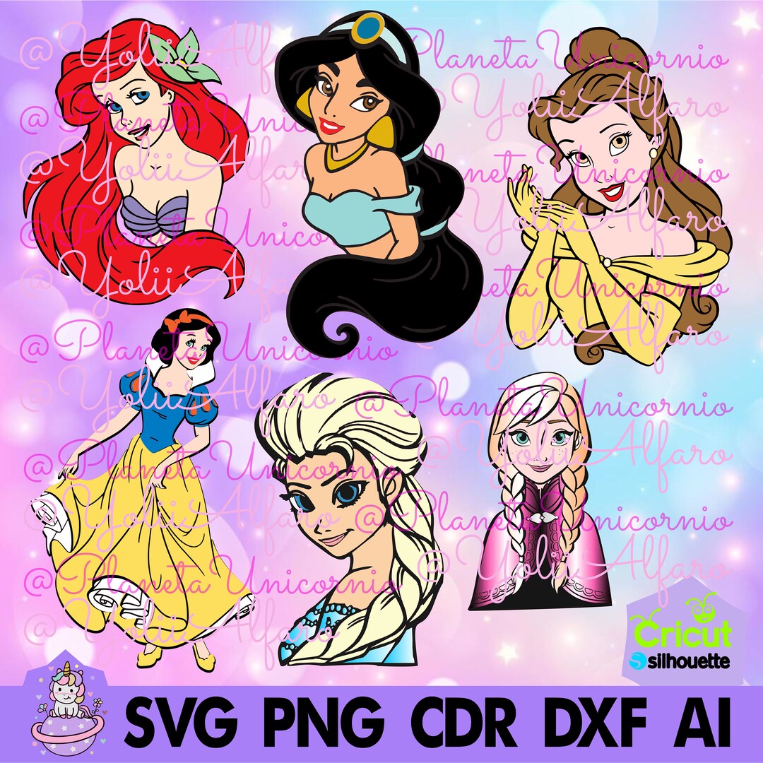 Princesses in Svg Png Dxf Cdr Jpg - Etsy