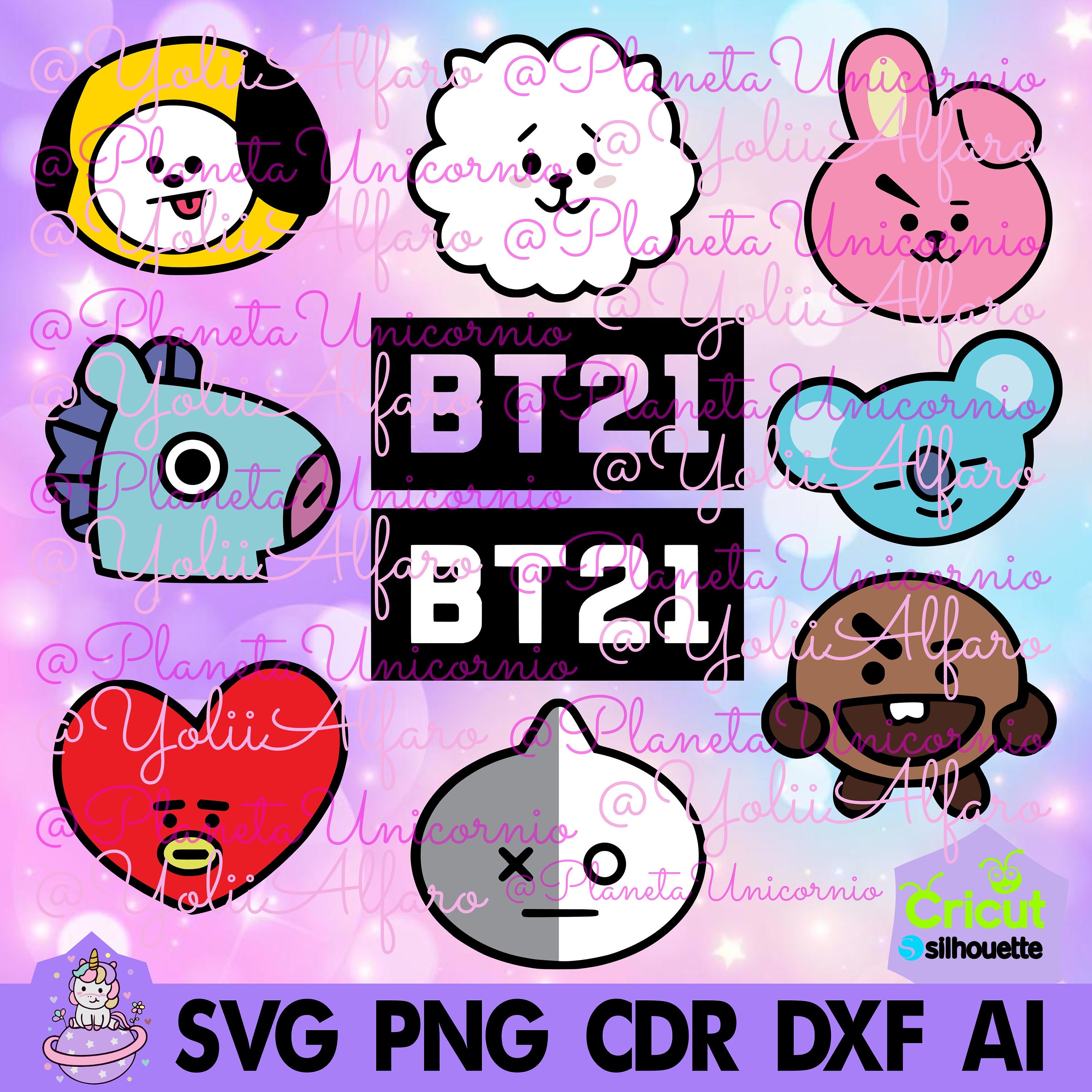BT211 BTSS 8 Characters in Svg Png Studio Dxf Cdr Jpg - Etsy