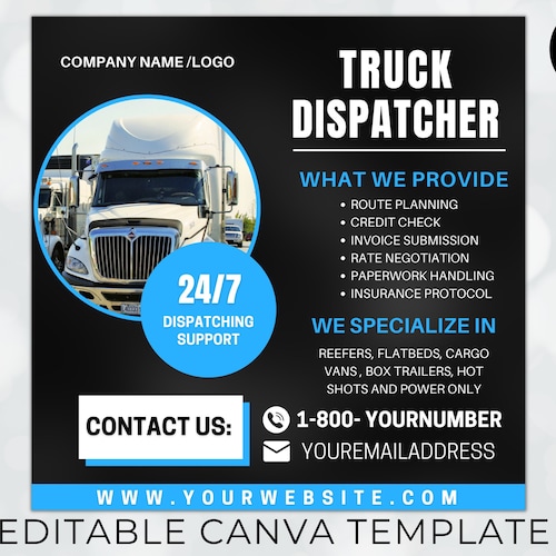 Truck Dispatcher Flyer Template Trucking Dispatchers Service - Etsy