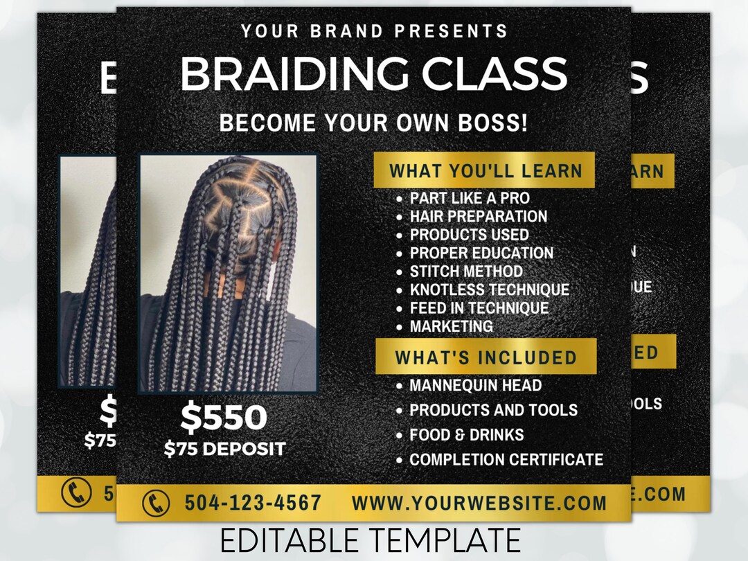 Braiding Class Flyer Braids Flyer Hair Flyer Braiding - Etsy