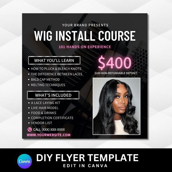 Wig Install Class Flyer - Etsy