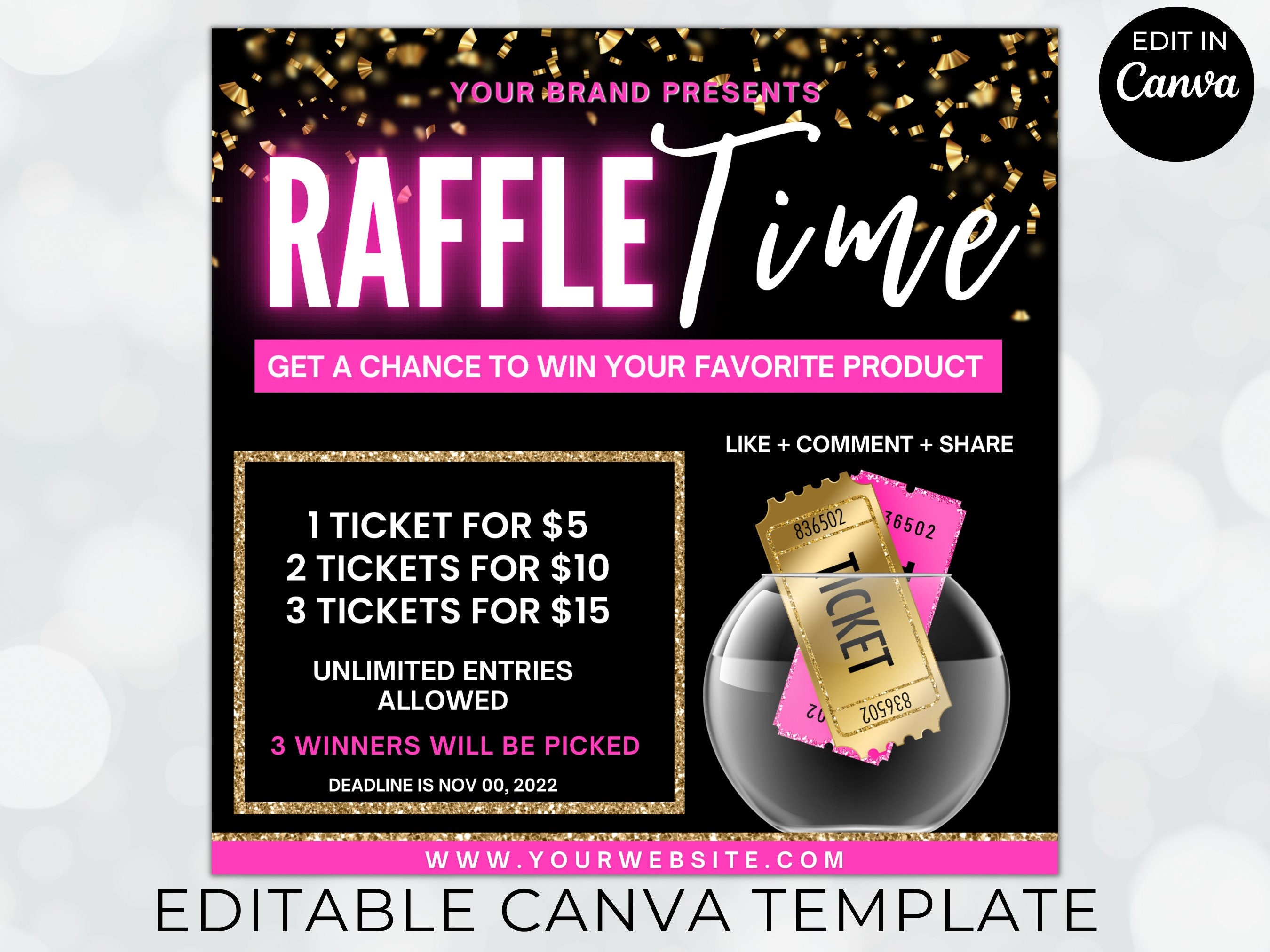 Raffle Flyer Raffle Template Raffle Time Flyer Giveaway - Etsy