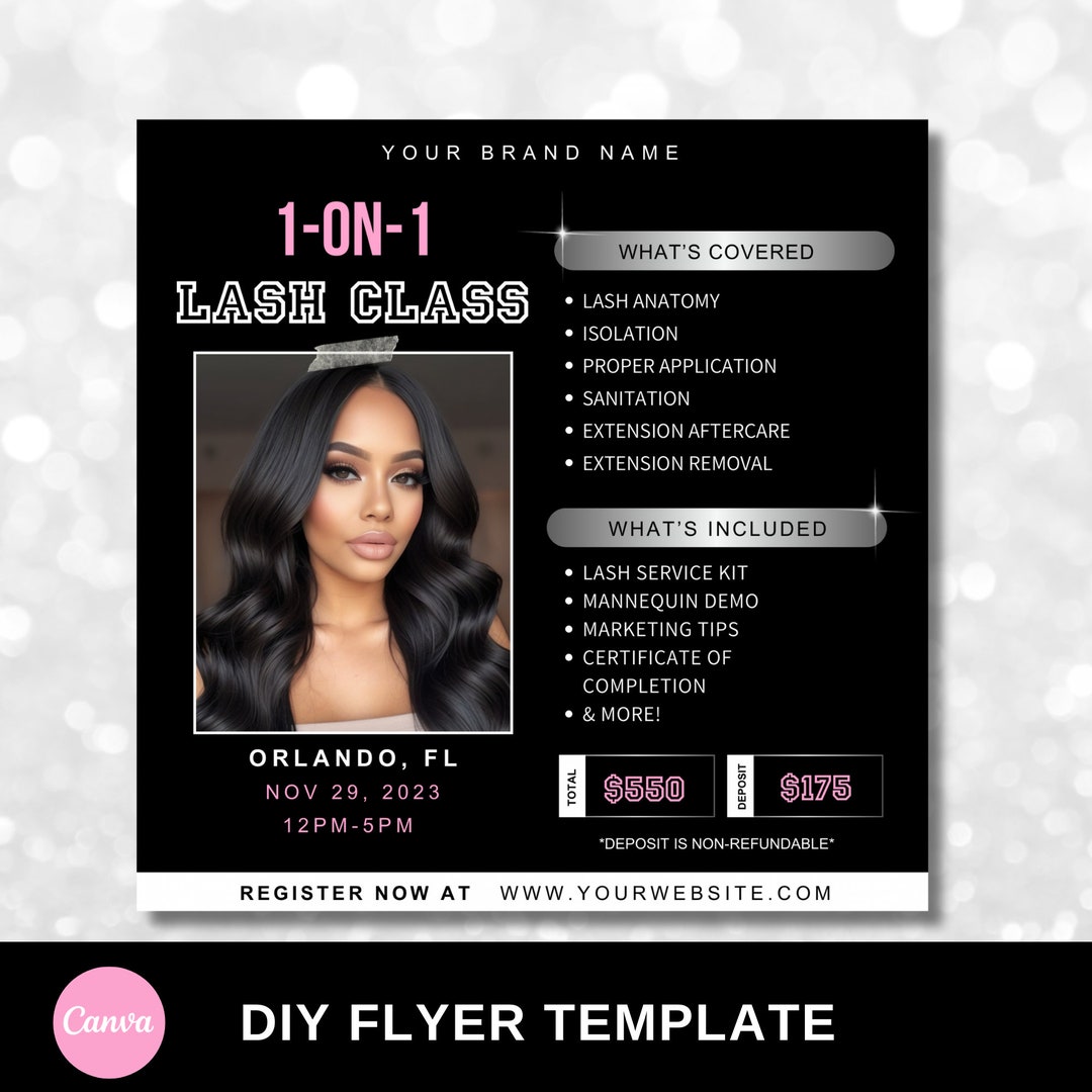 1 on 1 Lash Class Flyer, DIY Lash Training Flyer, Lash Masterclass ...