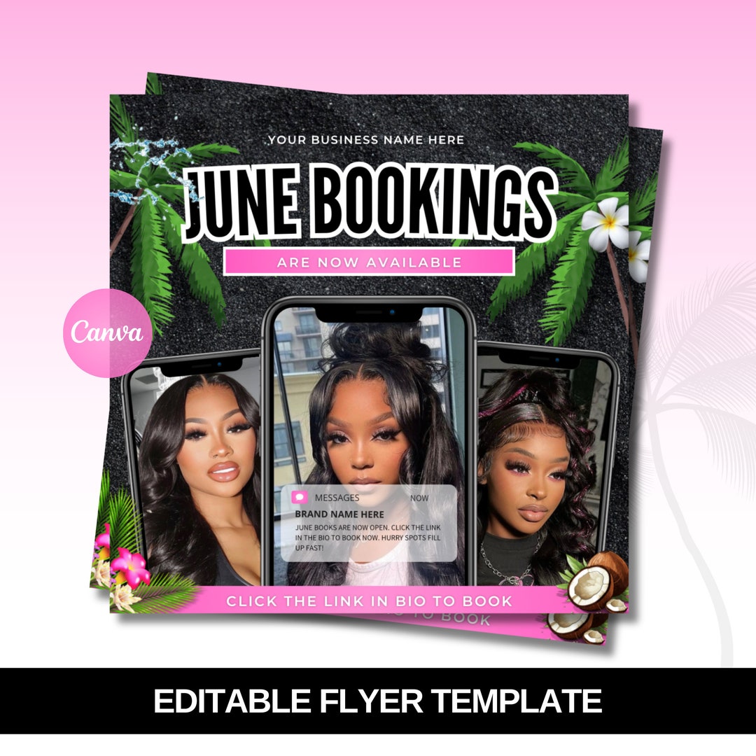 June Booking Flyer, Summer Booking Flyer, Book Now Flyer, June Bookings ...