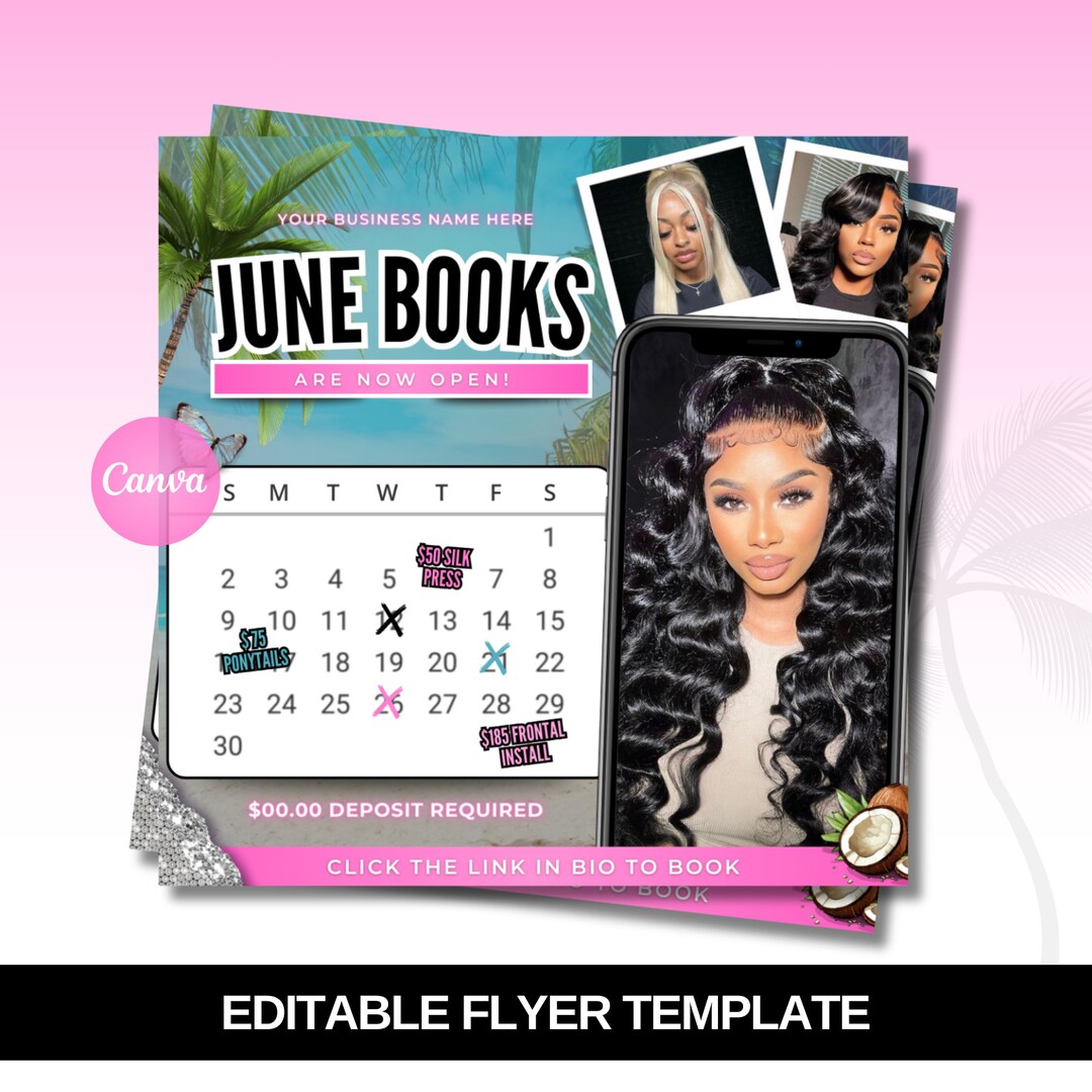 June Booking Flyer, Summer Booking Flyer, Book Now Flyer, June Bookings ...