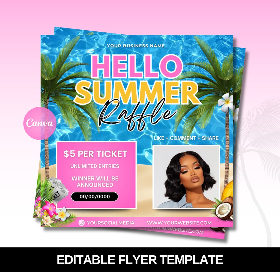 Summer Raffle Flyer, Raffle Flyer, Raffle Ticket Flyer, Giveaway Flyer ...