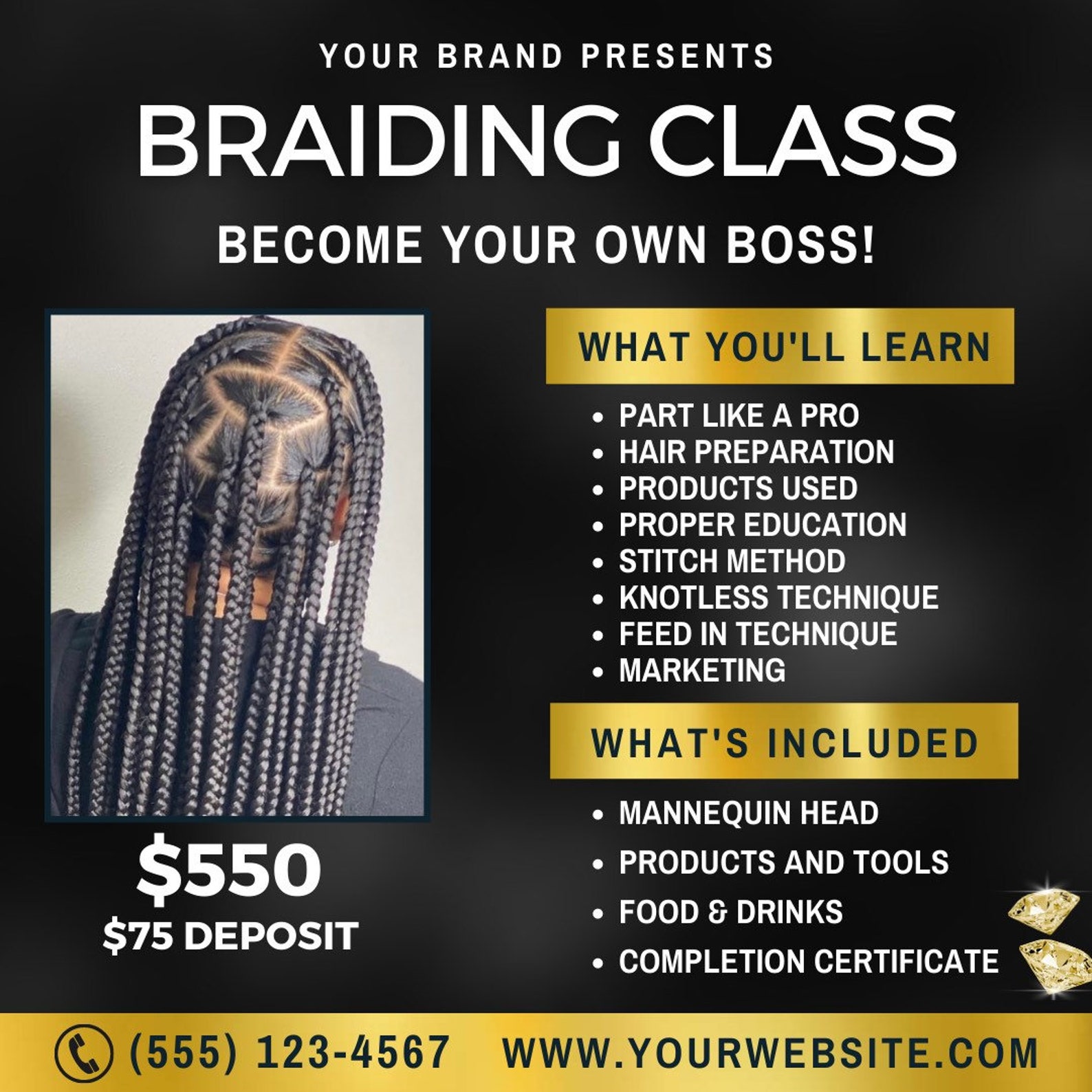 Braiding Class Flyer Braids Flyer Hair Flyer Braiding - Etsy