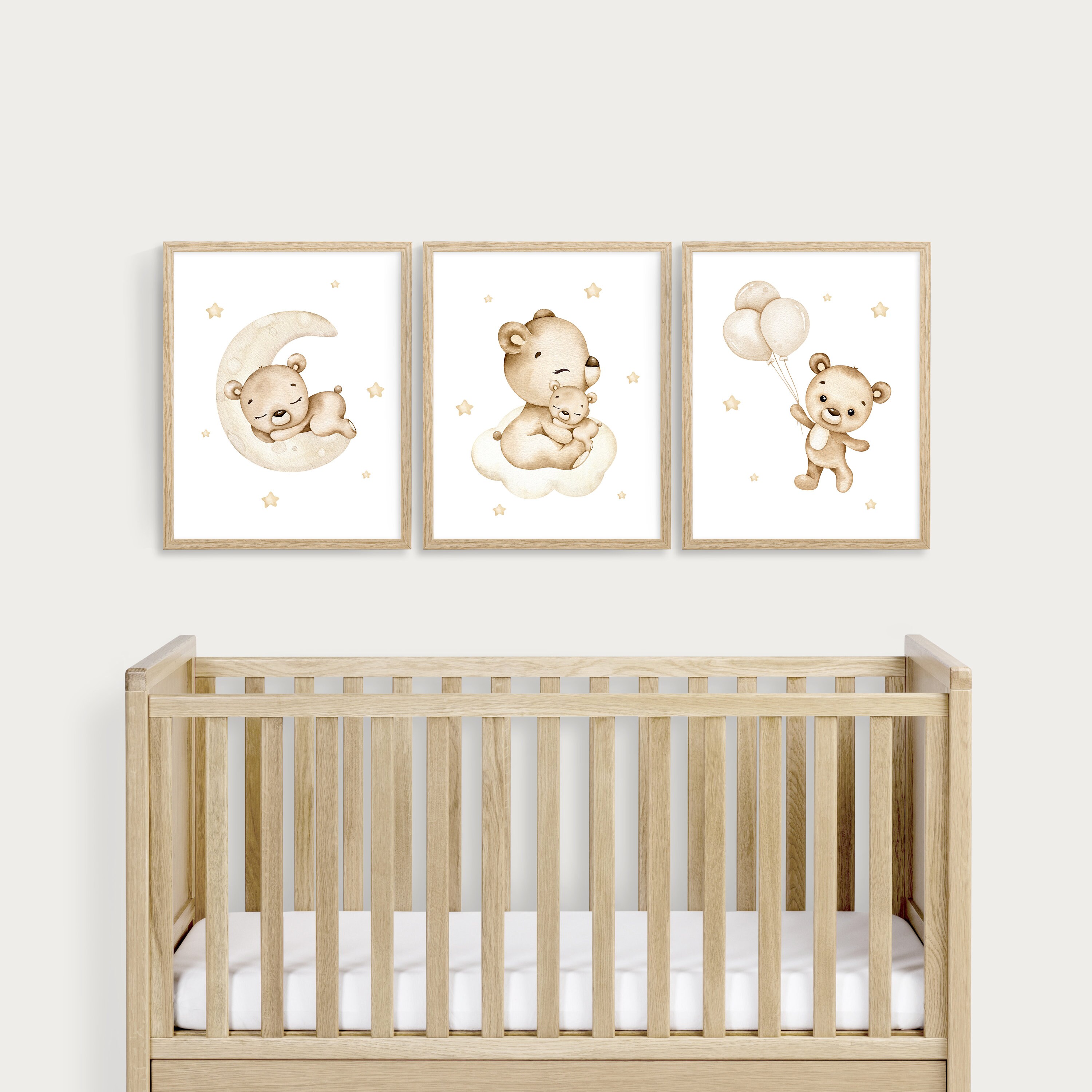 Teddy Bear Prints, Cute Bear Poster, Neutral Nursery Decor, Printable ...