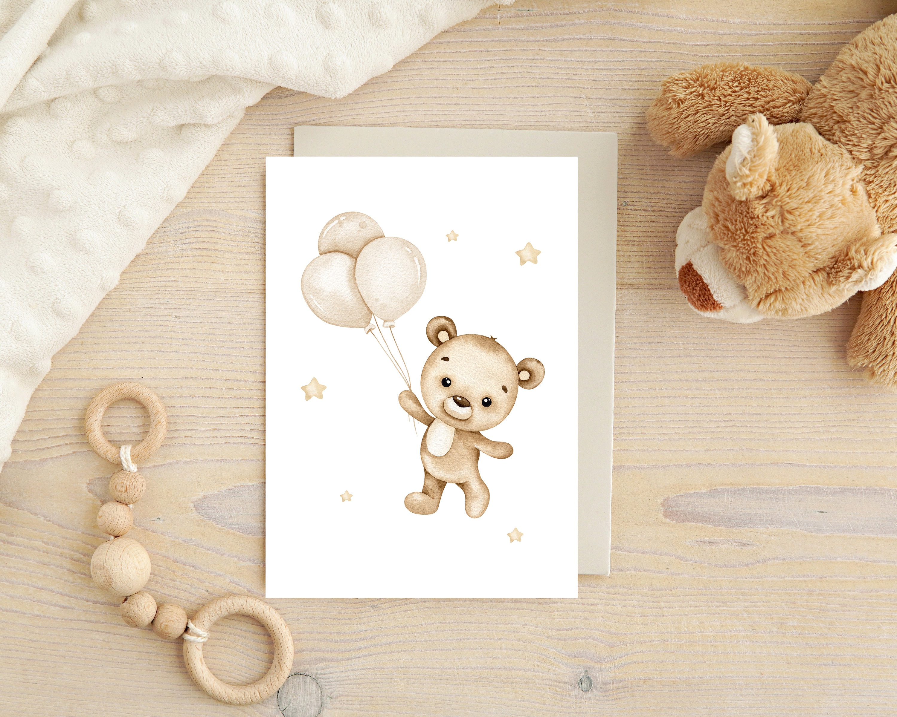 Teddy Bear Prints, Cute Bear Poster, Neutral Nursery Decor, Printable ...