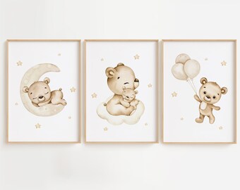 Boho Teddy Bear Watercolor Bear Nursery Teddy Bear Teddy - Etsy