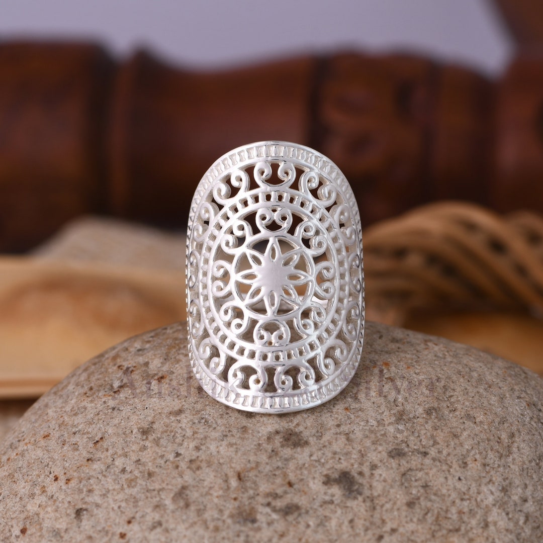 925 Sterling Silver Mandala Ring, Sterling Silver Ring, Mandala Ring ...