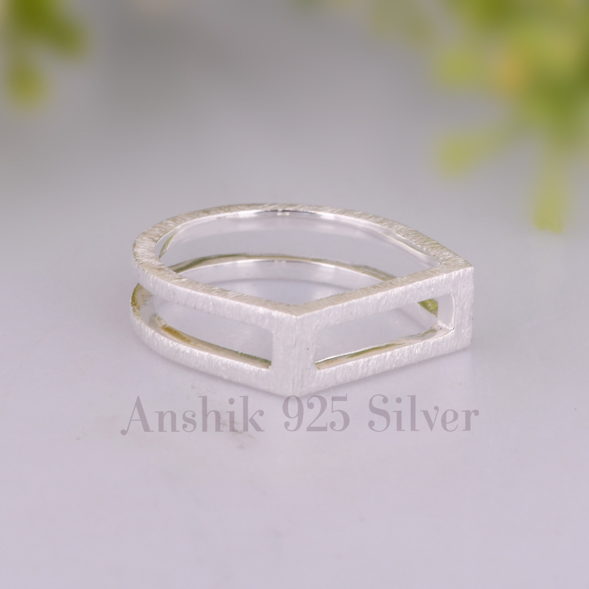 Double Bar Ring Silver Thick Two Line Ring Flat Bar Ring - Etsy