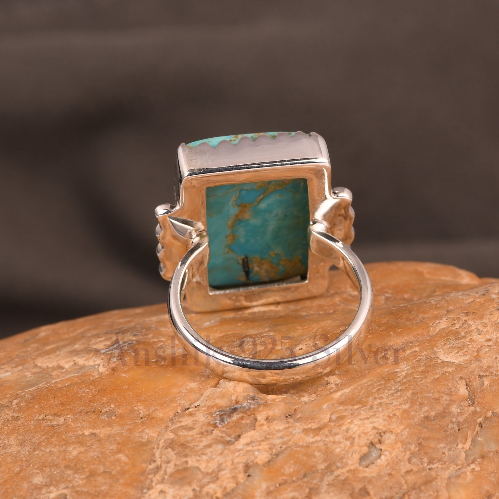 100% Genuine Kingman Turquoise Ring Gemstone Ring Blue - Etsy