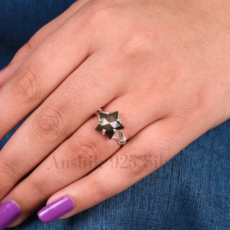 Gold Sheen Obsidian Ring 925 Sterling Silver Gemstone Ring - Etsy