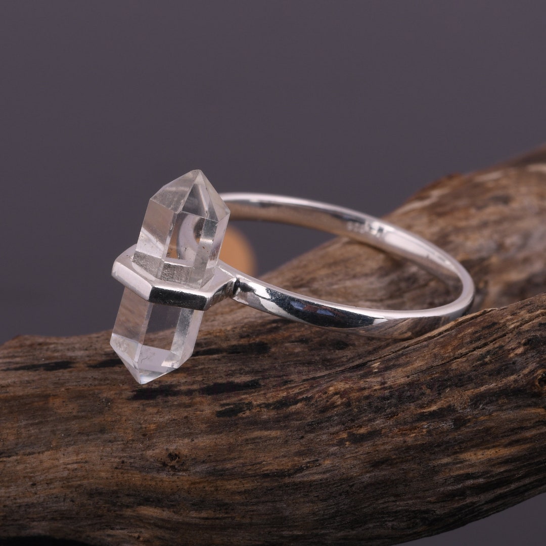 Pencil Cut Crystal Quartz Ring - Clear Quartz Ring - 925 Sterling ...