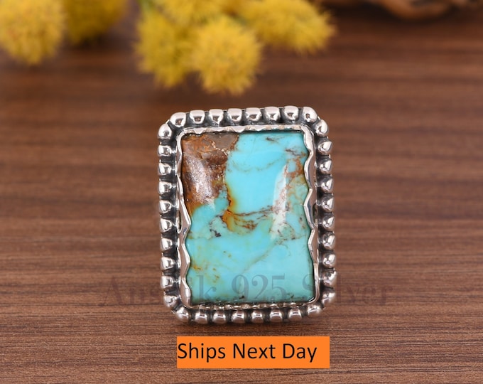Beth Dutton Inspired Turquoise and Sterling Silver Large Statement Ring ...