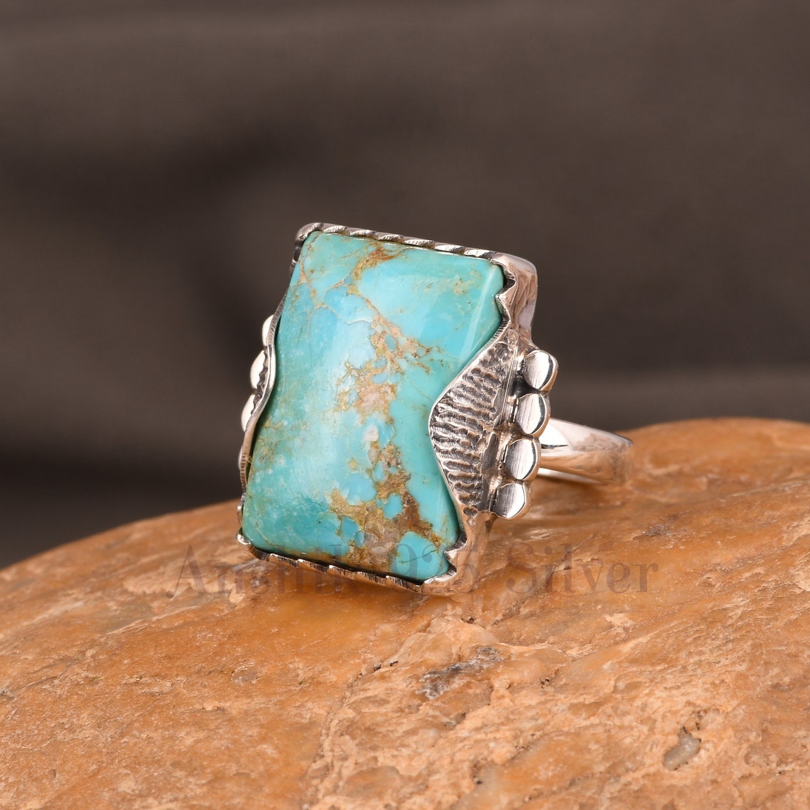 100% Genuine Kingman Turquoise Ring Gemstone Ring Blue - Etsy