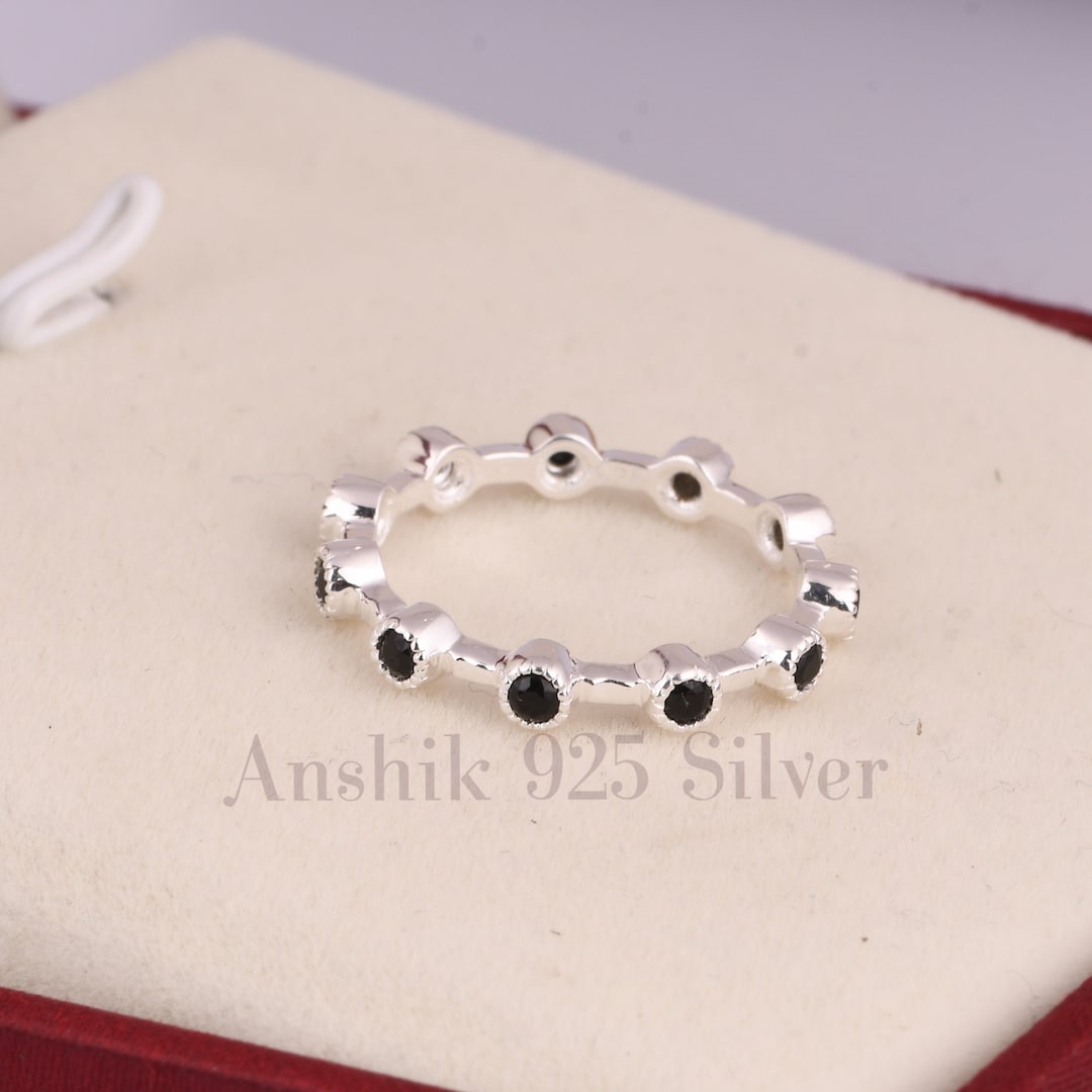 Black Spinal Engagement Ring, Black Eternity Band, Black Onyx Band Ring ...