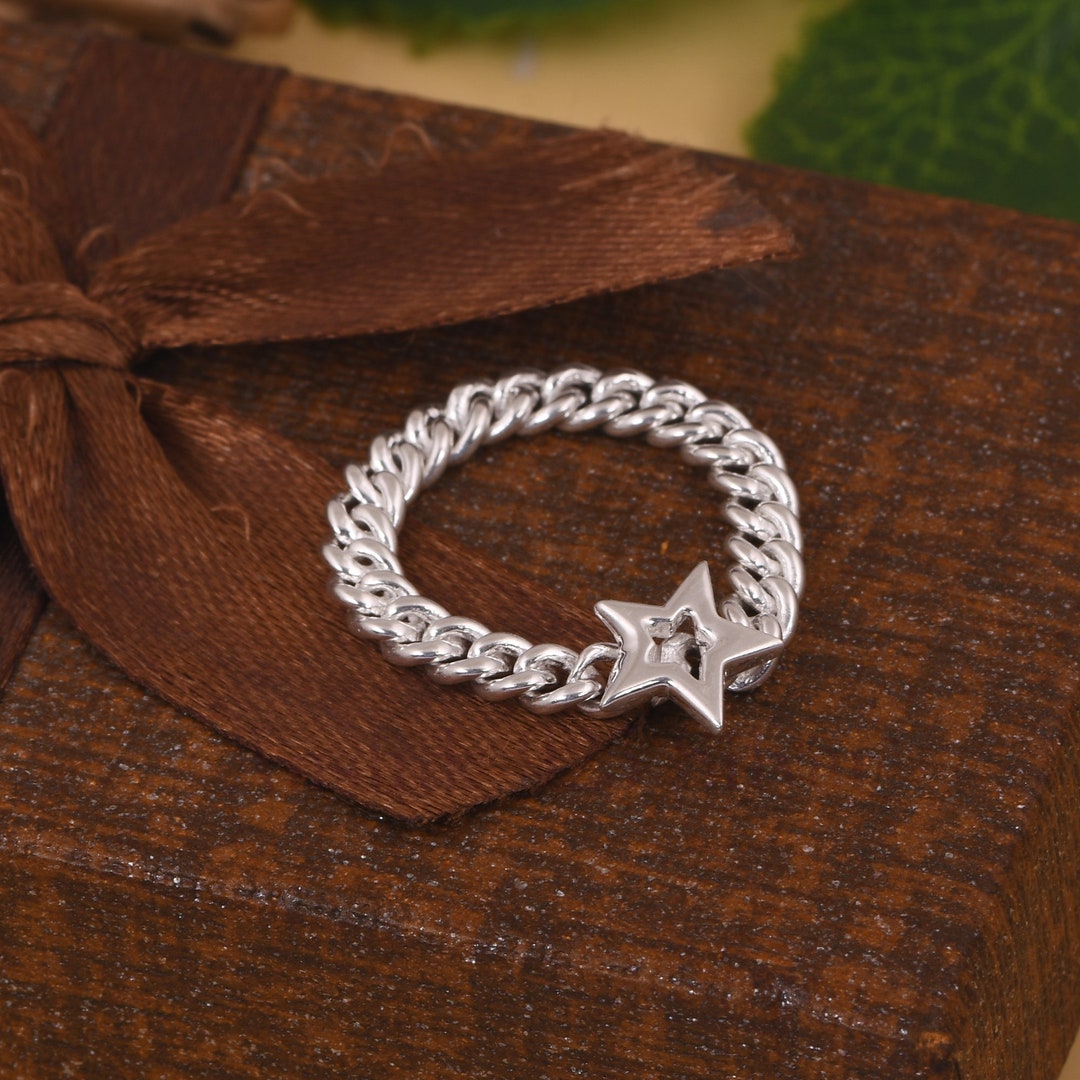 Unique Chain Ring / Beautiful Star Style Chain Ring / Minimalist Ring ...