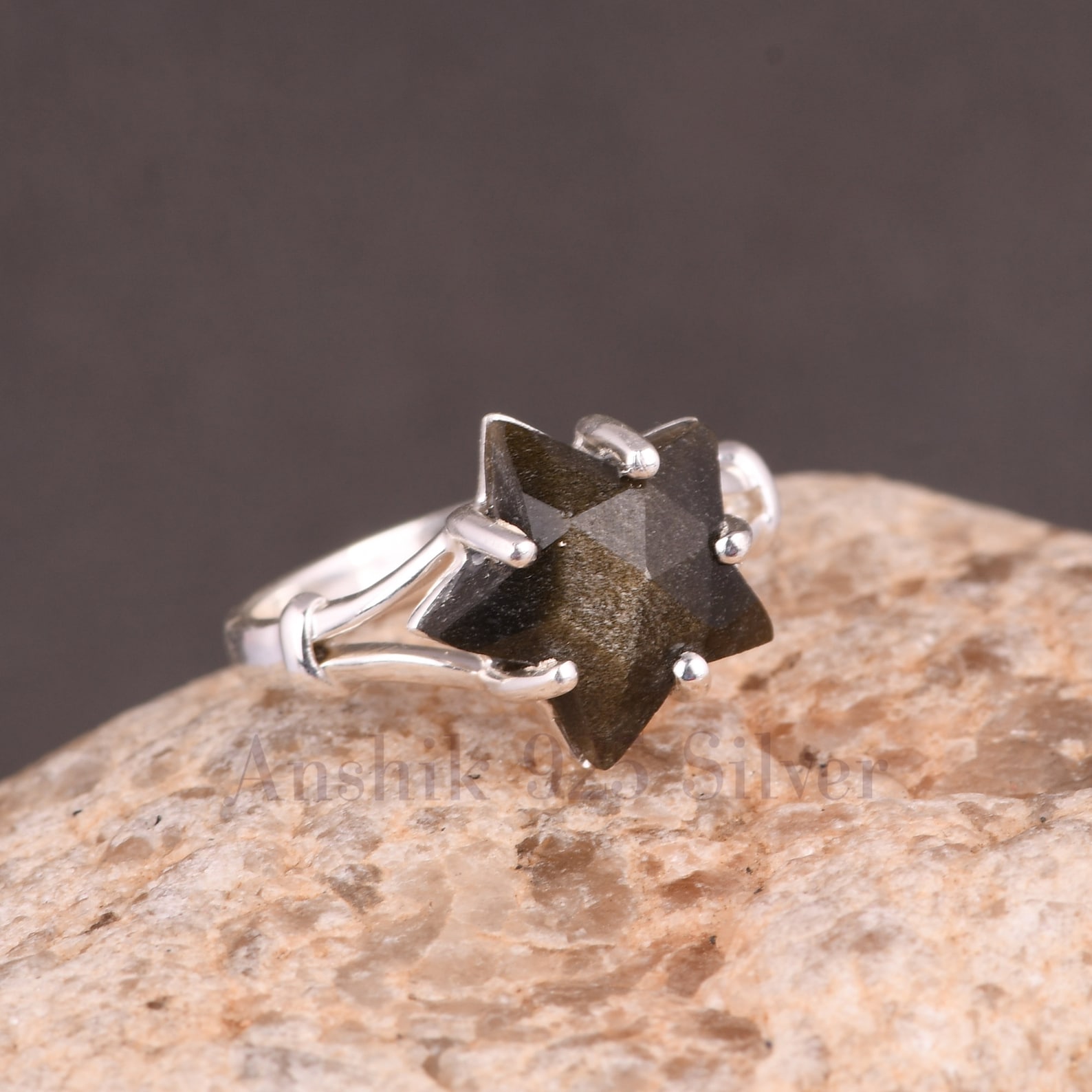 Gold Sheen Obsidian Ring 925 Sterling Silver Gemstone Ring - Etsy