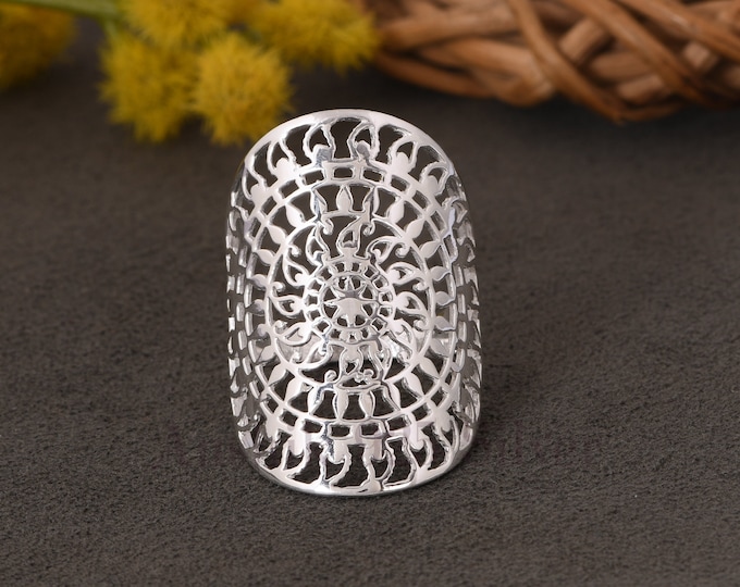 925 Sterling Silver Mandala Ring, Sterling Silver Ring, Mandala Ring ...