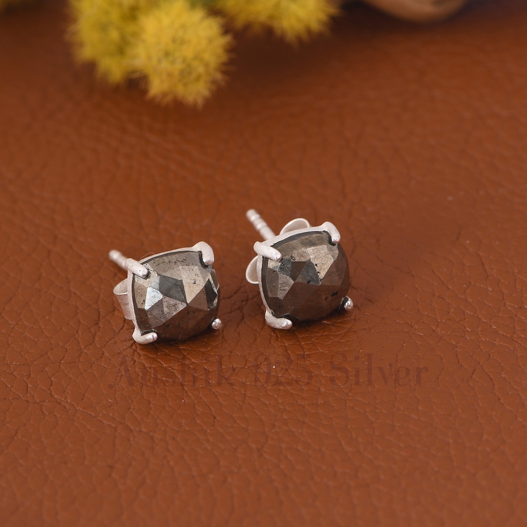Attractive Pyrite Gemstone Earrings - Beautiful Stud Earrings - Unique ...