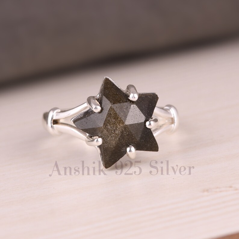 Gold Sheen Obsidian Ring 925 Sterling Silver Gemstone Ring - Etsy