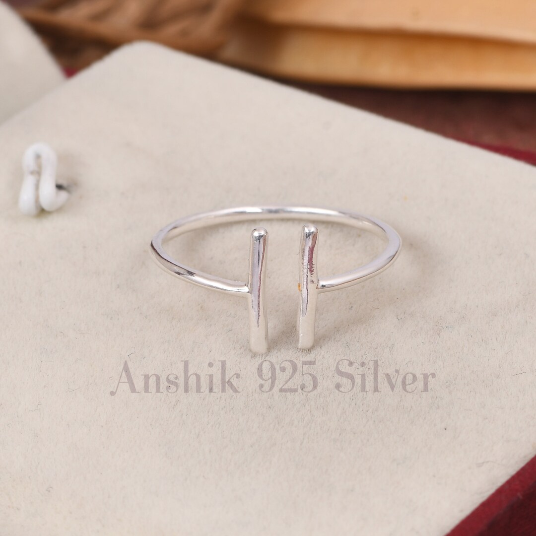 Double Line Ring / Stylish Ring / Sibling Ring / Minimalist Ring / 925 Sterling Silver Ring / 2 ...