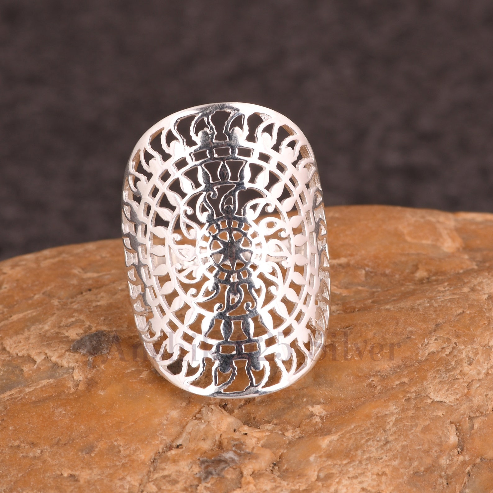 925 Sterling Silver Mandala Ring Sterling Silver Ring - Etsy
