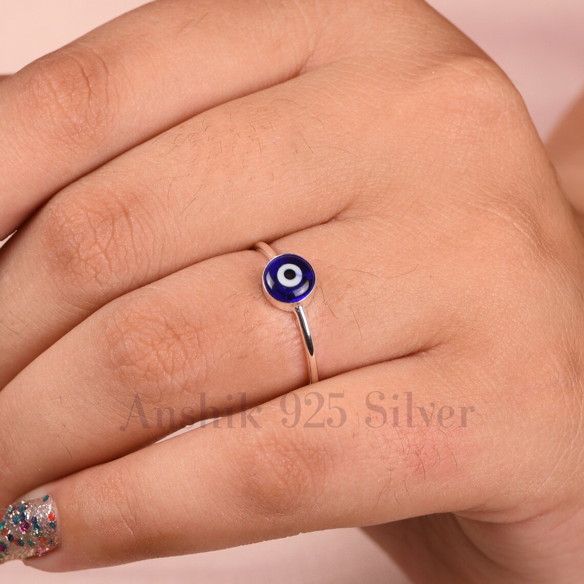 Tiny Evil Eye Ring Dainty Stacking Ring Minimalist Jewelry - Etsy