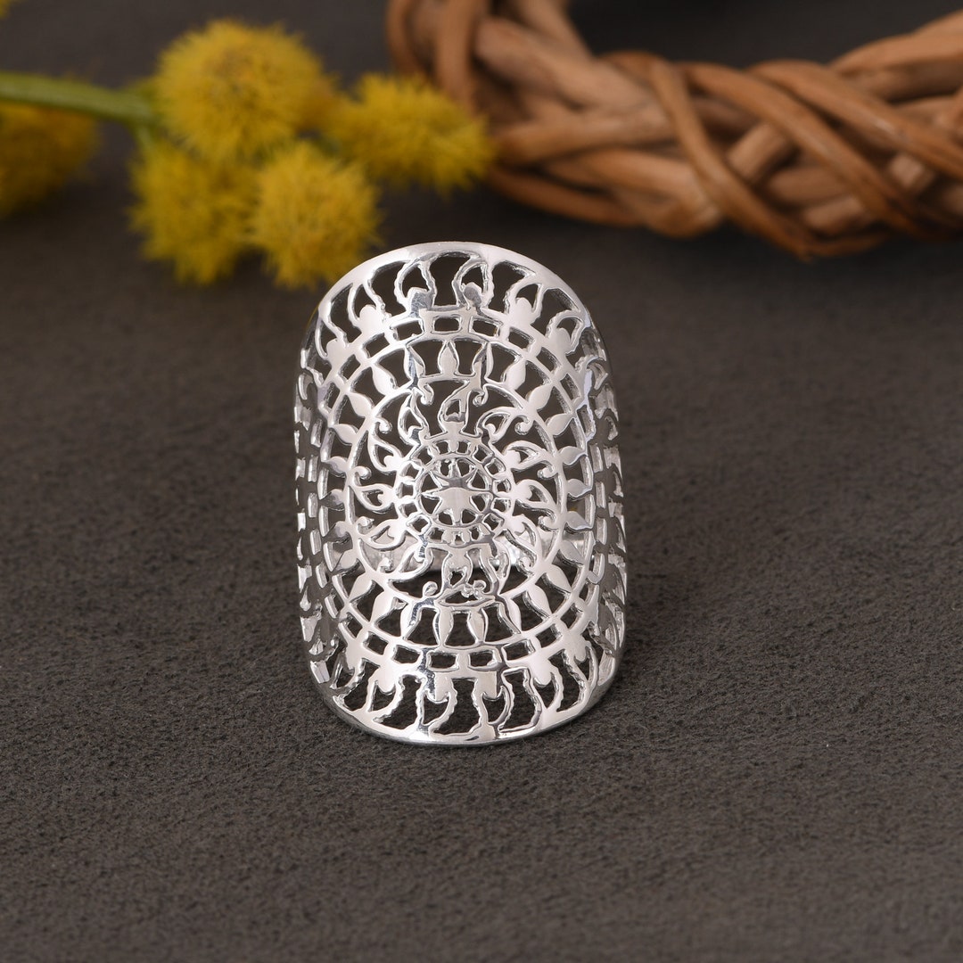 925 Sterling Silver Mandala Ring, Sterling Silver Ring, Mandala Ring ...