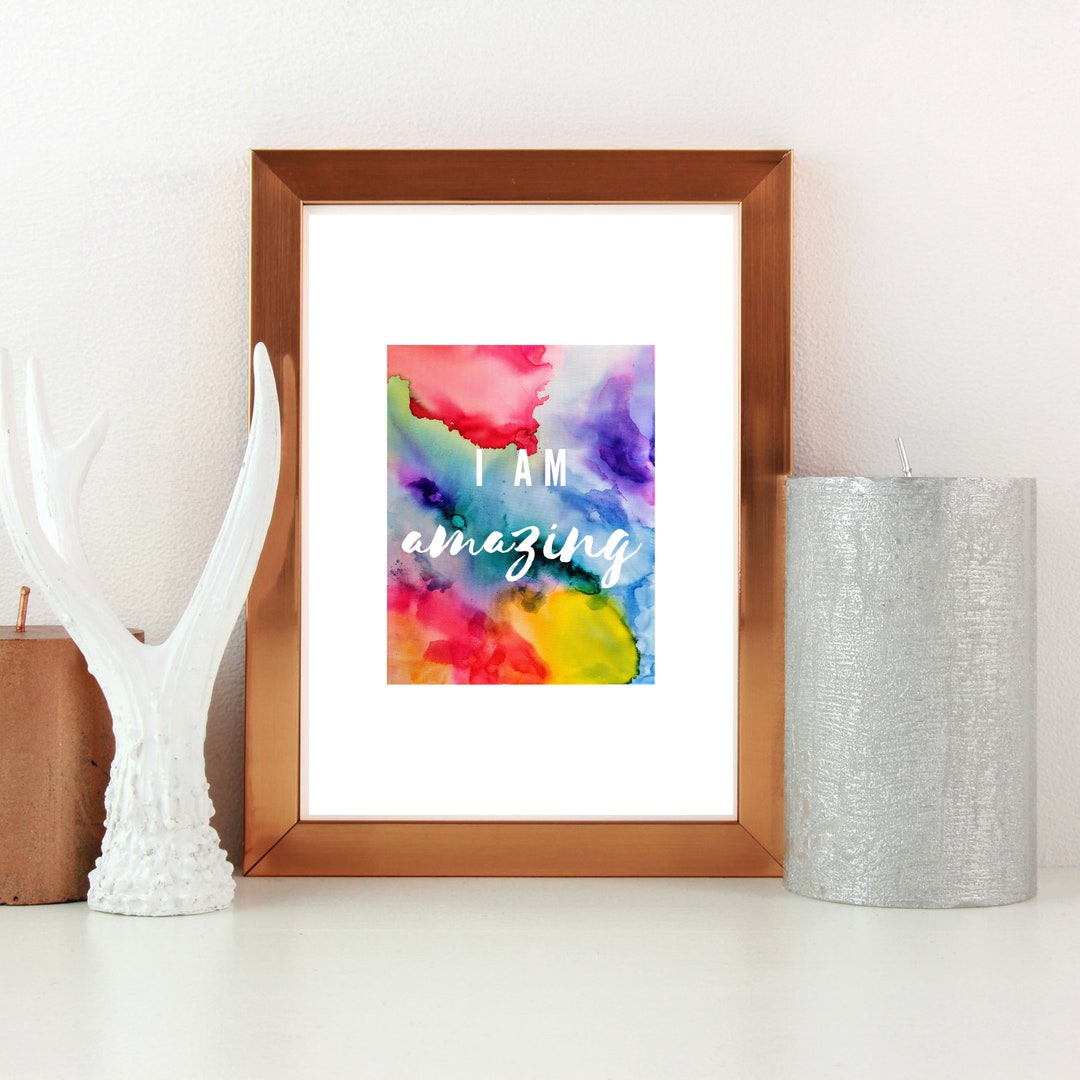 A4 Digital Download Print, "i AM Amazing" Affirmation Quote Instant ...