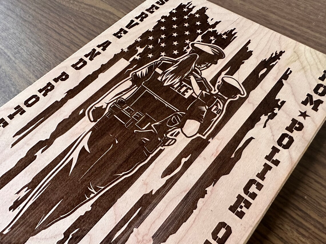 Wood Police Officer Laser Engraved Sign Mom American Flag - Etsy