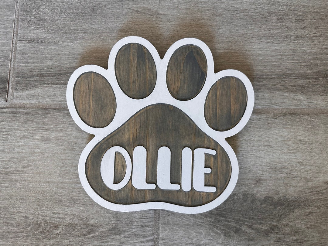 Carved Wood Dog Name Sign - Personalized Pet Paw Bone Gift, Custom Home ...