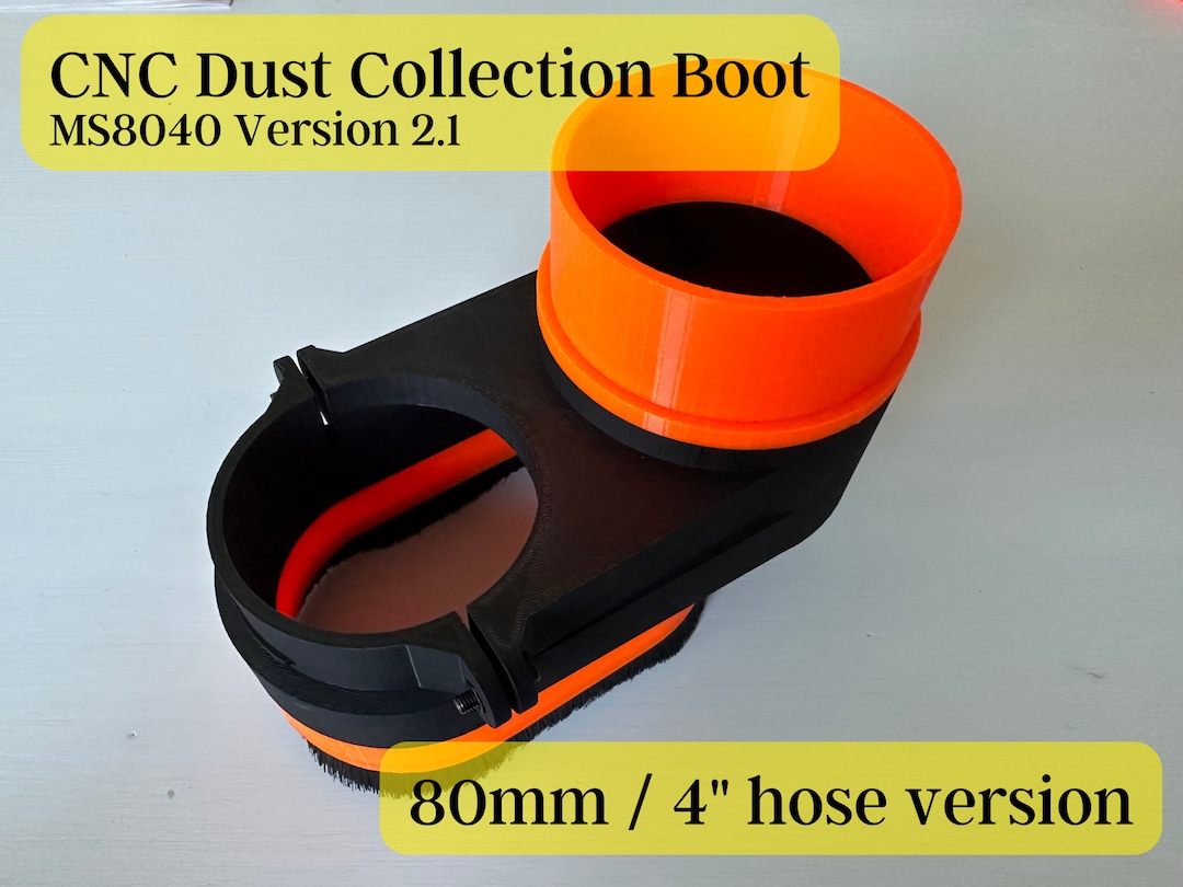CNC Dust Boot MS8040, 80mm Body 4in Hose, 3D Printed CNC Dust Shoe for ...