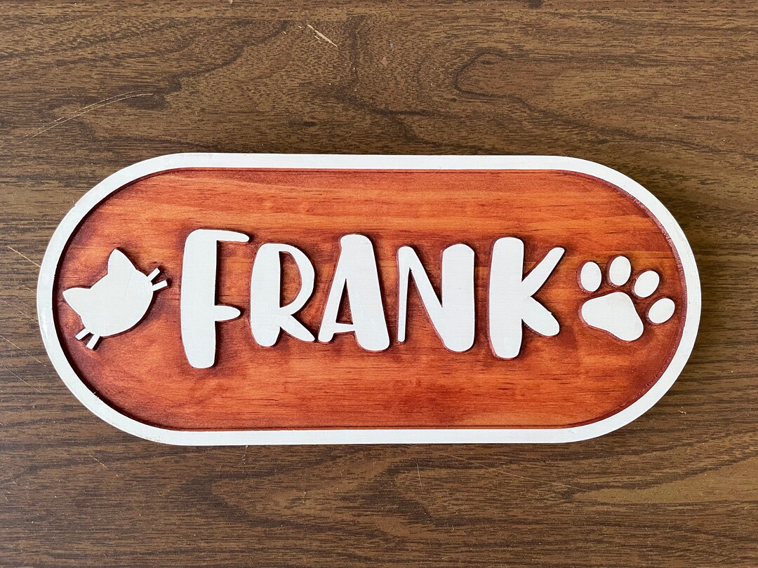 Carved Wood Cat Name Sign - Personalized Pet Cat Kitty Name Gift ...