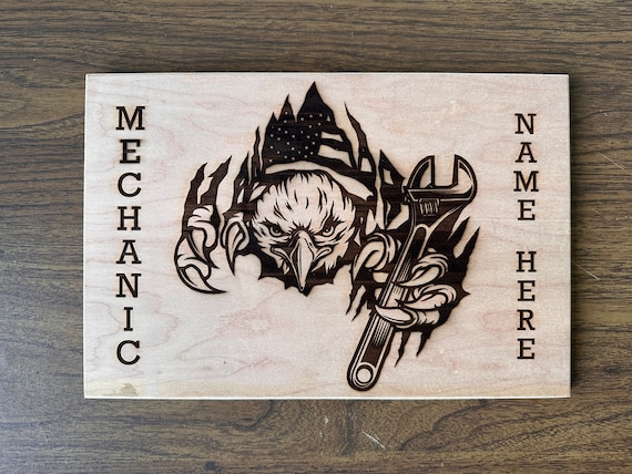 Wood Mechanic Laser Engraved Sign Technician Machinist - Etsy