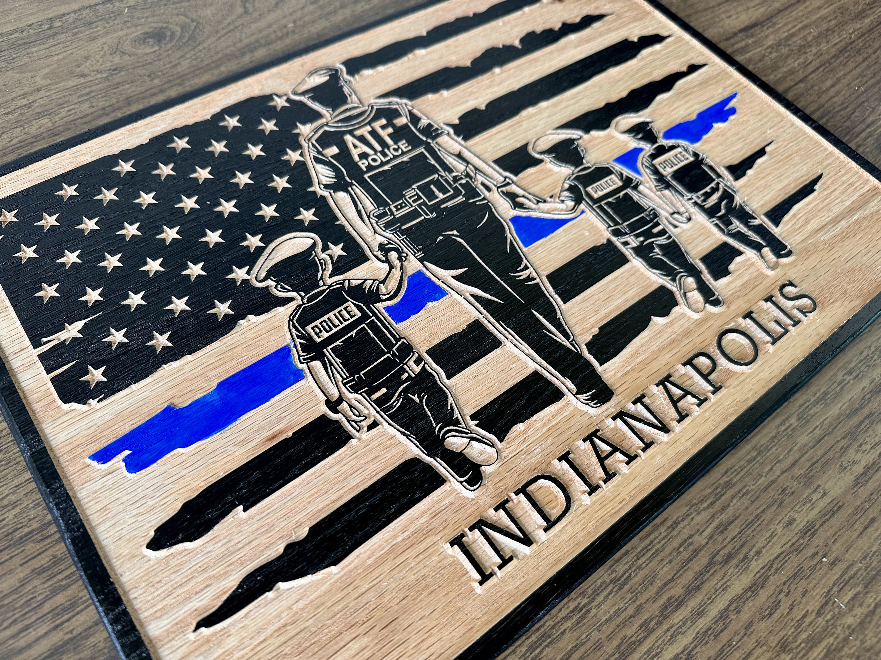 Carved Wood ATF Police Officer Sign Dad American Flag Thin - Etsy