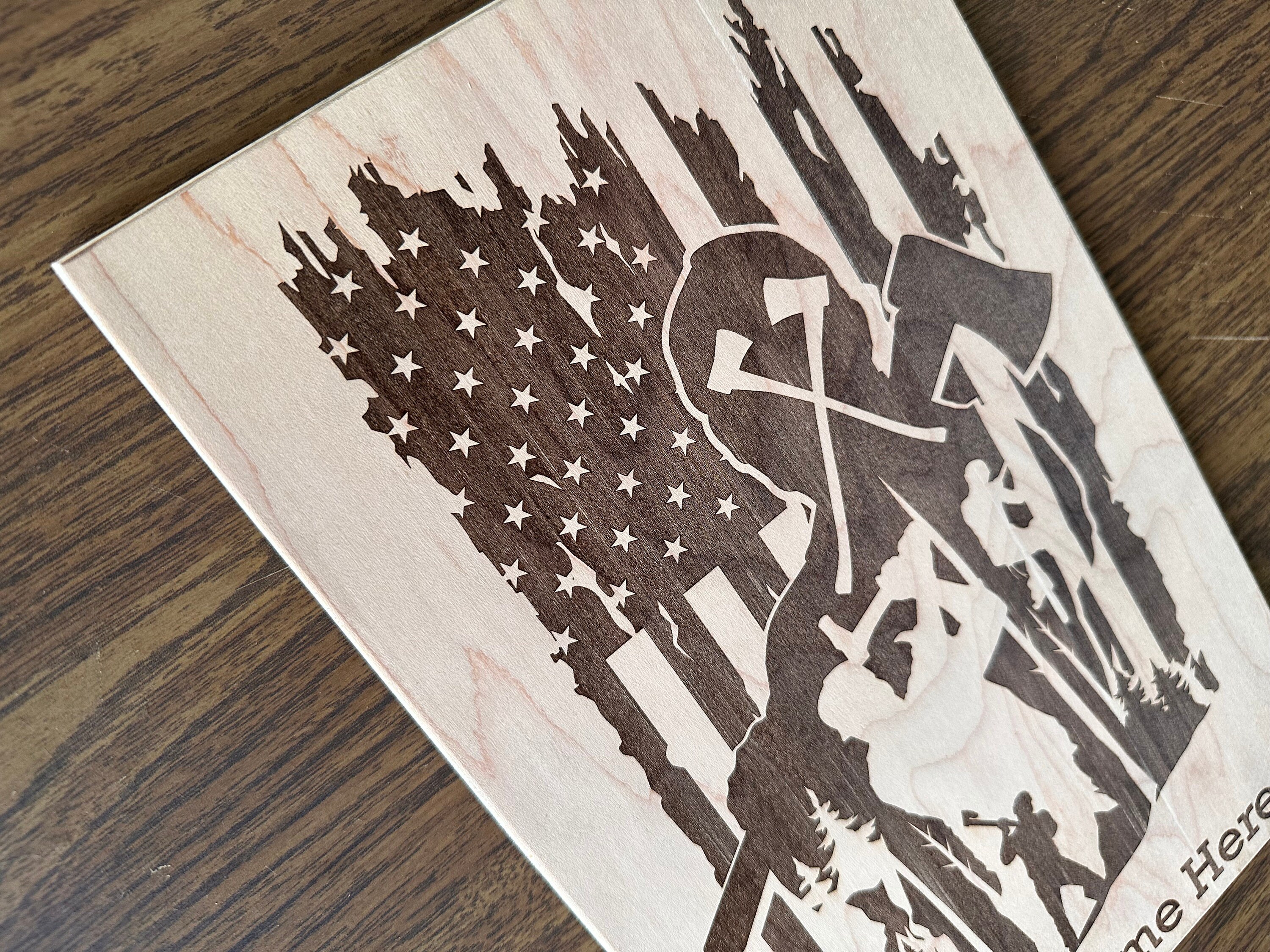 Wood Lumberjack Laser Engraved Sign, Woodchopper Logger American Flag ...
