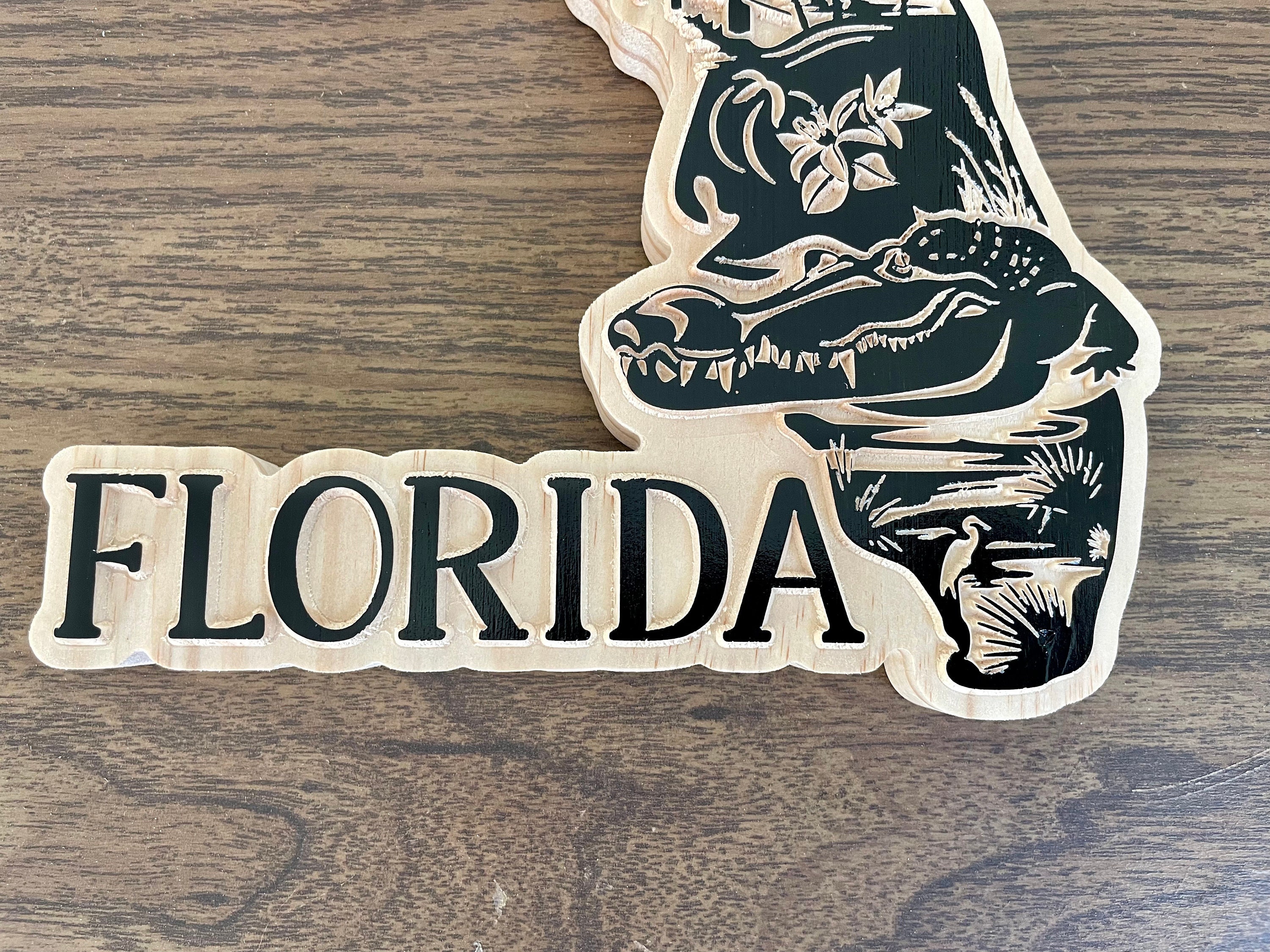 Carved Wood Florida State Wall Art, Family Travel Vacation Souvenir ...