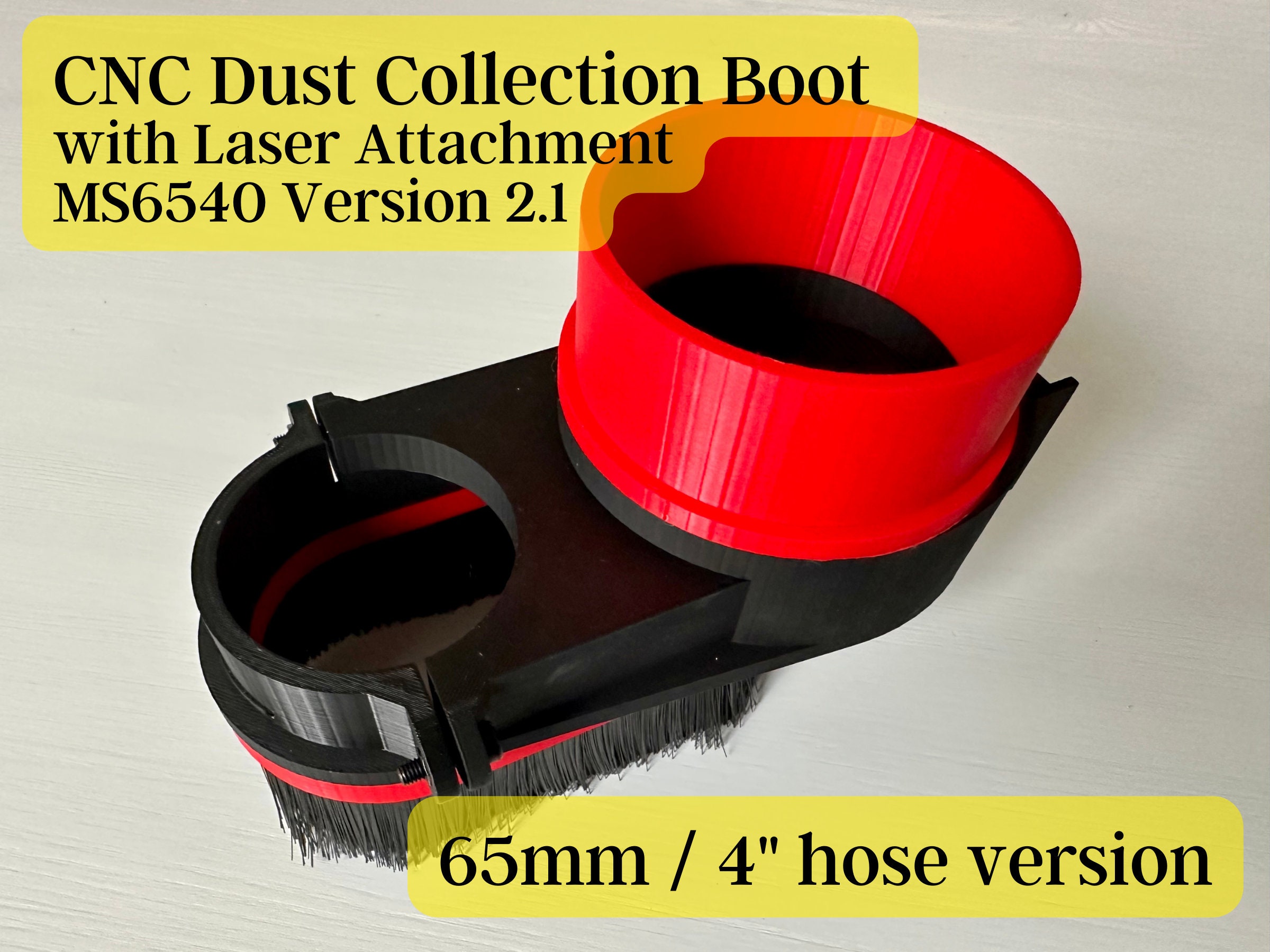 CNC Dust Boot With Laser Bracket MS6540L, 65mm Body 4in Hose, 3D ...