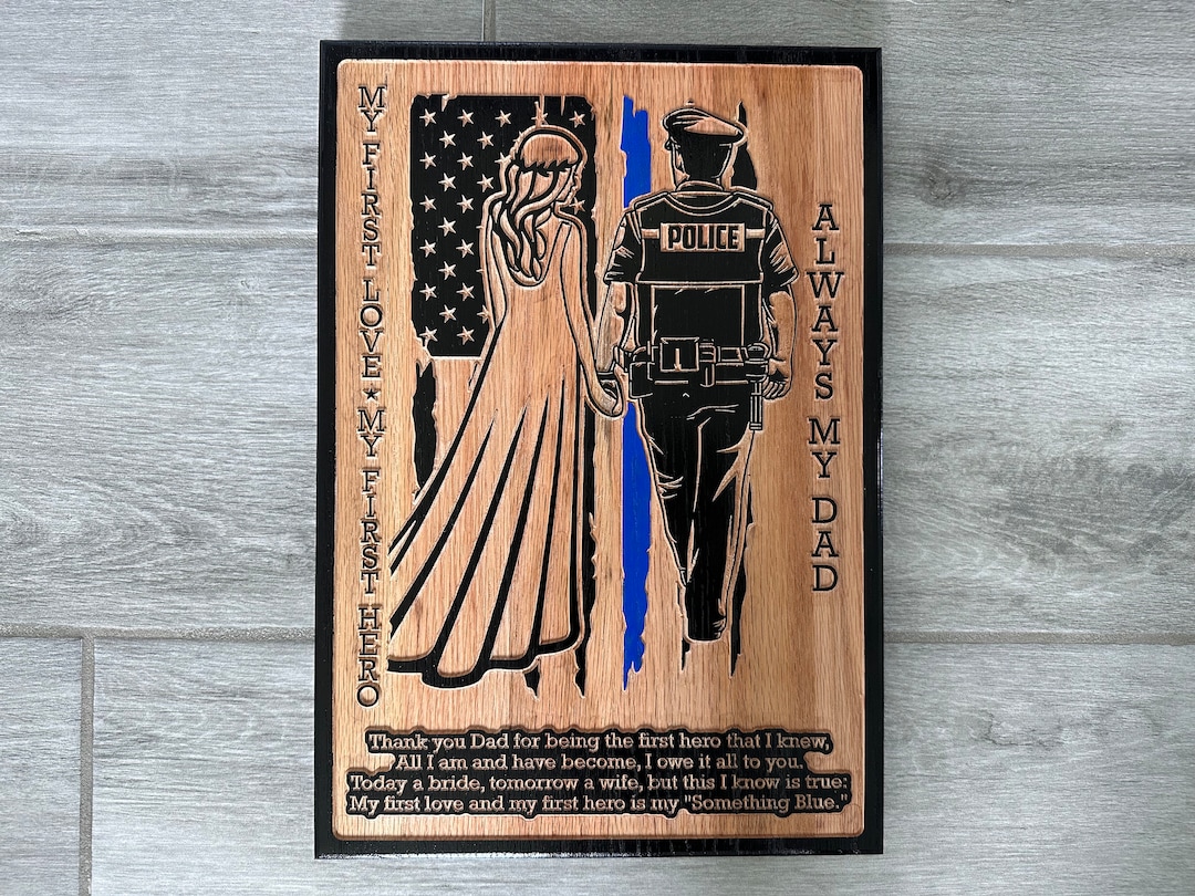 Carved Wood Police Officer Sign, Male Husband Dad American Flag Thin ...