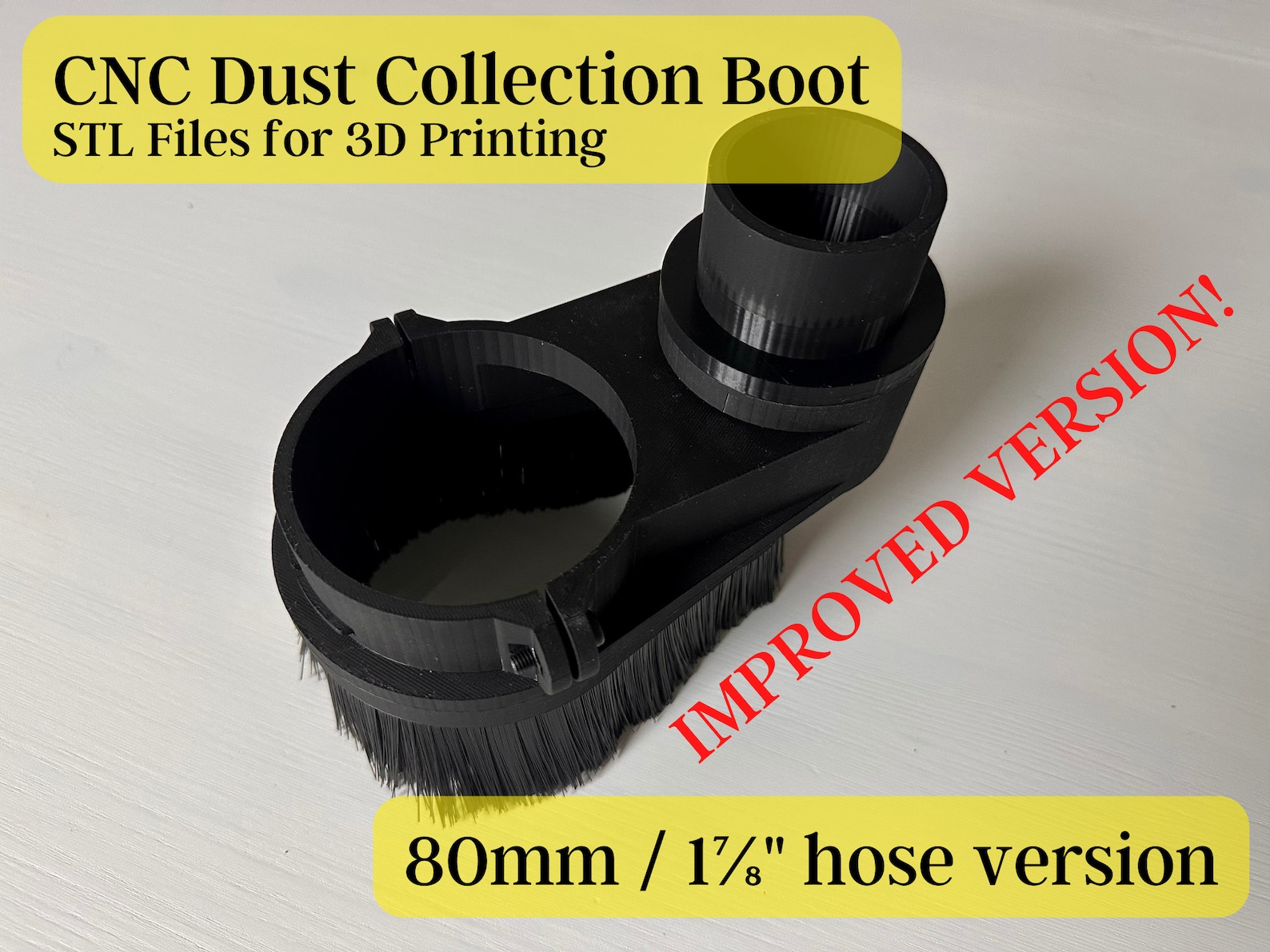 CNC Dust Boot MS8025 Digital STL Files, 80mm Body 1-7/8in Hose, 3D ...
